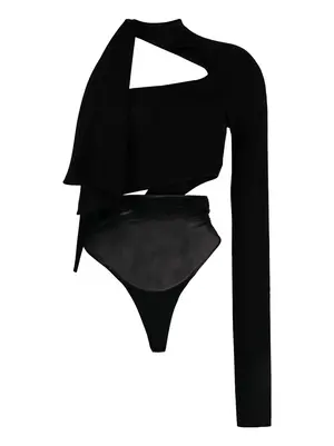 MUGLER Cut-out One-shoulder Bodysuit - Black