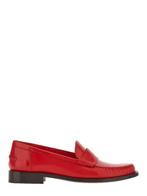 FERRAGAMO Logo-embossed Leather Loafers - Red
