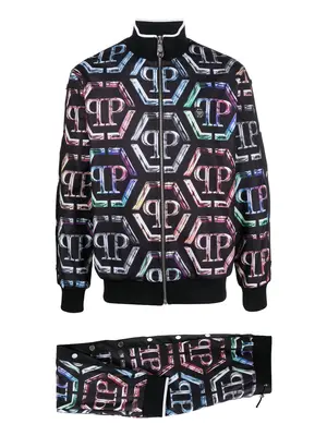 Philipp Plein Logo-print Stretch-cotton Tracksuit - Black