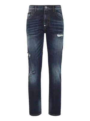 Philipp Plein Distressed-effect Denim Trousers - Blue