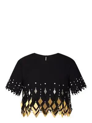 Rabanne Embellished Crop Top - Black