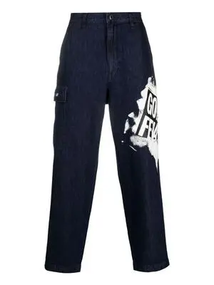WTAPS WTAPS Logo-Print Denim Trousers