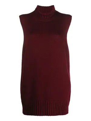 JIL SANDER Knitted High-neck Vest - Red