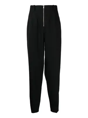 JIL SANDER Zip-fastening Wool Tapered Trousers - Black