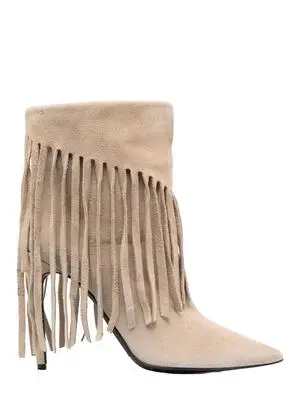 Pinko 120mm Fringe-detail Ankle Boots - Neutrals