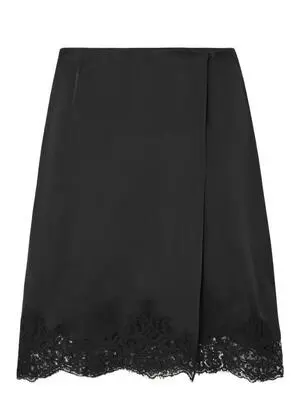 Stella McCartney Net Sustain Lace-trimmed Satin Skirt - Black