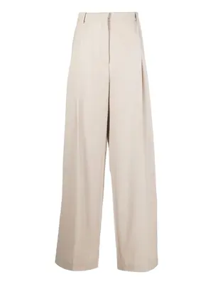 BOTTER Pleated Wide Leg Trousers - Neutrals