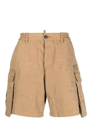 Dsquared2 Cargo Shorts With Distressed Effect - Neutrals