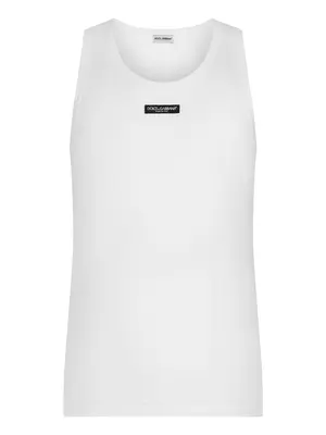 Dolce & Gabbana Logo-patch Tank Top - White