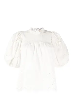 ULLA JOHNSON Puff-Sleeve Cotton Blouse