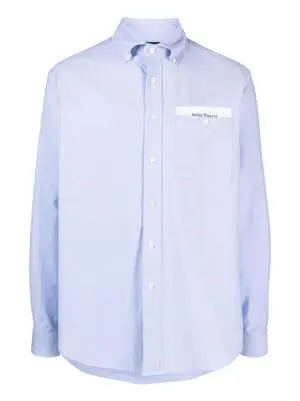 Palm Angels Sartorial-tape Cotton Shirt - Blue