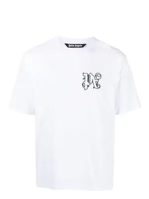 Palm Angels Monogram Cotton T-shirt - White
