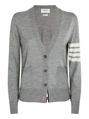 Thom Browne Wool 4-bar Stripe Cardigan - Grey