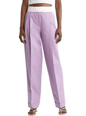 NACKIYE Gentlewoman Pleated High Waist Cotton Gabardine Trousers - Lilac