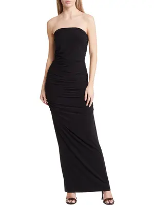 OPEN EDIT Open Edit Ruched Strapless Maxi Dress Black
