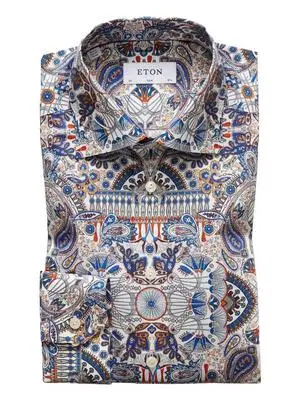 Eton Slim Fit Paisley Dress Shirt - Blue