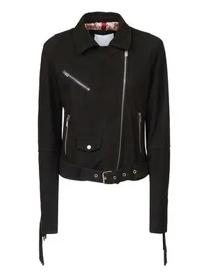 BLUSOTTO Suede Jacket With Fringing - Black