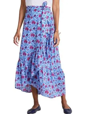 Vineyard Vines Faux Wrap Maxi Skirt - Floral Serenity Blue