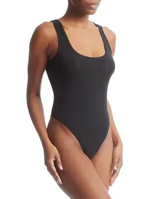 Hanky Panky Mellowluxe™ Square Neck Thong Bodysuit - Black
