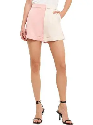 ENDLESS ROSE Endless Rose Color Block High-Waist Shorts