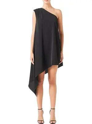 Endless Rose One-shoulder Asymmetric Dress - Black