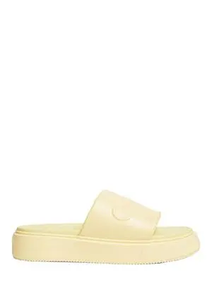 GANNI Embossed Platform Slides - Pastel Yellow
