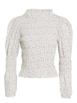 Shrimps Antoon Shirred Printed Top - Off-white