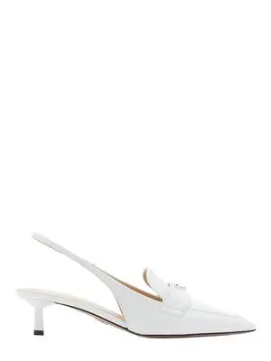 Prada Leather Slingback Loafer Pumps - White