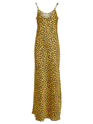 Rabanne Chain-detail Leopard-print Slip Dress - Multicoloured