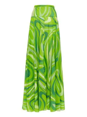 Emilio Pucci Marmo Pleated Maxi Skirt - Green