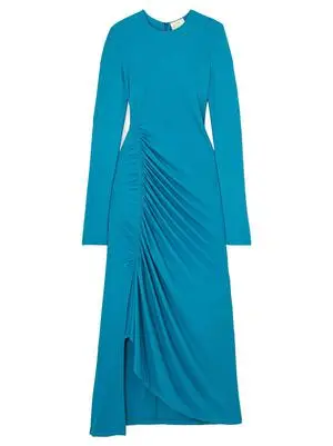 Givenchy Ruched Knitted Maxi Dress - Blue