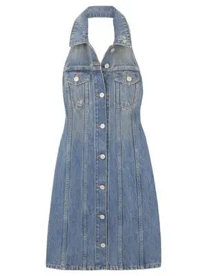 Givenchy Denim Halterneck Dress - Blue