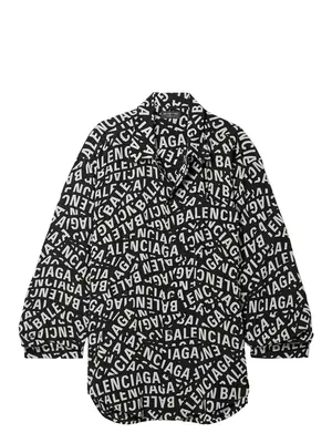 Balenciaga Printed Crepe Shirt - Black