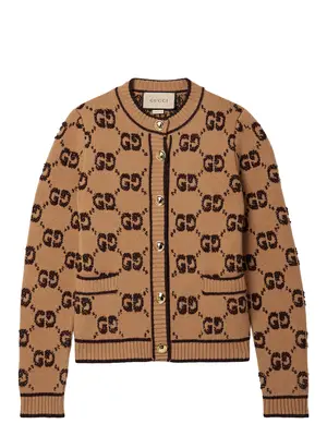Gucci Wool Bouclé-jacquard Cardigan - Brown