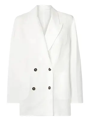 Brunello Cucinelli Double-breasted Cotton-organza Blazer - White