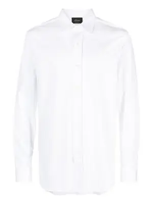 Brioni Spread-collar Cotton Shirt - White