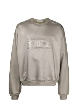 Alexander Wang Logo-embossed Metallic-finish Sweatshirt - Grey
