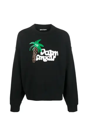Palm Angels Logo-print Cotton Sweatshirt - Black