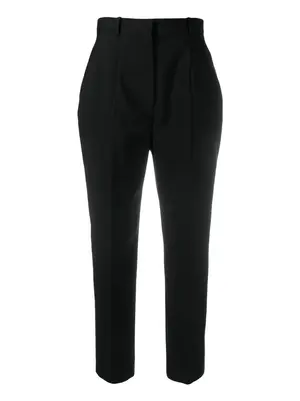 Alexander McQueen Cropped Wool Trousers - Black