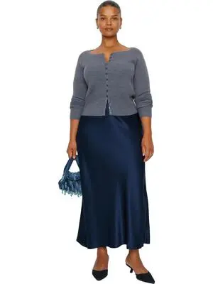 REFORMATION Layla Silk Midi Skirt - Blue