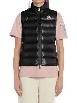 Moncler Ghany Nylon Laqué Down Puffer Vest - Black