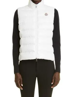 Moncler Ghany Nylon Laqué Down Puffer Vest White