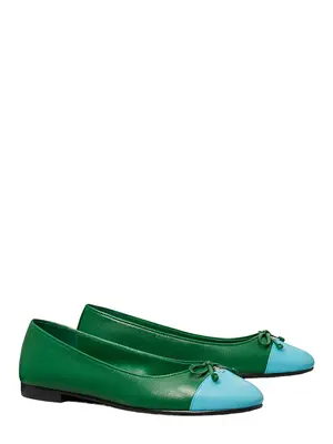 Tory Burch Cap-Toe Ballet Spring Forest/skylight Blue