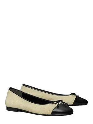 Tory Burch Cap-Toe Ballet Wild Wheat/perfect Black