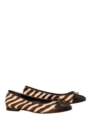 Tory Burch Cap-Toe Ballet Zebra/coco