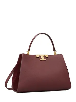 Tory Burch Eleanor Pebbled Satchel Dark Cabernet