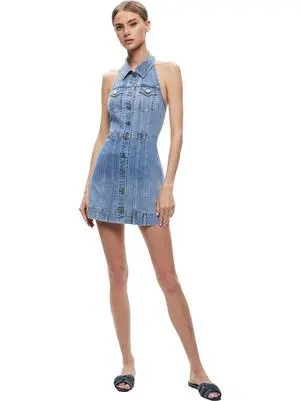 Alice + Olivia Kendall Denim Mini Dress - Blue