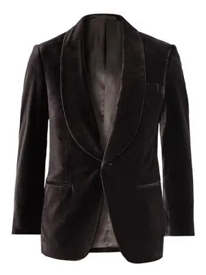 Kingsman Shawl-collar Cotton-velvet Tuxedo Jacket - Black