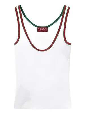 GUCCI Cotton Rib Tank Top With Web