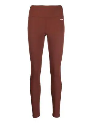SPORTY & RICH Logo-patch Ribbed Leggings - Brown